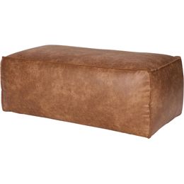 Hocker Woood "Rodeo mit Recycling-Kunstleder, B 120 x T 60 x H 43 cm", cognac, B:120cm H:43cm T:60cm, Hocker, Hocker, Aus echten Lederresten, pflegeleicht, kombinierbar in der Rodeo-Serie