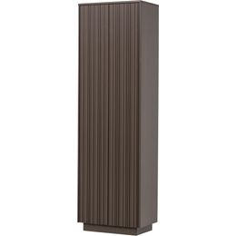 Mehrzweckschrank Woood "Nova FSC Mix Kiefernholz mit grafischen Relieft&uuml;ren 67x40x215 cm", tr&uuml;ffelbraun, B:67cm H:215cm T:40cm, Massivholz, Schr&auml;nke, Mehrzweckschrank, Tragkraft 15 kg pro Boden, einfach zu montieren, sichtbare Maserung