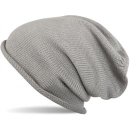 Strickm&uuml;tze styleBREAKER "Feinstrick Beanie M&uuml;tze mit Rollrand", Damen, grau (hellgrau), Obermaterial: 100% Polyacryl PAN., Modisch, M&uuml;tzen Strickm&uuml;tze
