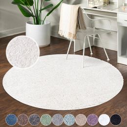 Hochflor-Teppich Carpet City "City Shaggy", beige (creme), H:30mm &Oslash;:80cm, Polypropylen, Teppiche, Teppich Langflor, Uni, Shaggy, flauschig-weich