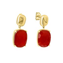 Paar Ohrh&auml;nger Celesta "925 Sterling Silber vergoldet Chalcedon", gelb (gelb, rot), Ohrringe, Damen, one-size, Silber 925 (Sterlingsilber)