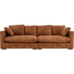 Big-Sofa Home Affaire "Coray", braun (cognac), B:266cm H:80cm T:113cm, 100% PES, Sofas, Big-Sofa, extra weich und kuschelig, F&uuml;llung mit Federn und Daunen