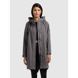 Kurzmantel Khujo "FREYA", Damen, Gr. M, slate grau, Twill, 100% Baumwolle, unifarben, regular fit ca. Mitte Oberschenkel, eingesetzt Manschette verstellbar, M&auml;ntel Kurzmantel