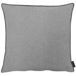 Dekokissen Apelt "Stone", grau (grau, unifarben), B:46cm L:46cm, Obermaterial: 95% Polyester, 5% Leinen, Dekokissen_Sitzkissen_Kissenh&uuml;llen, mit Kettelrand