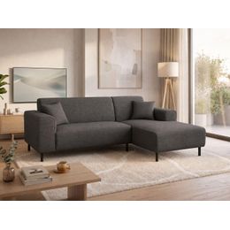 Ecksofa Home Affaire "ARROS L-Form mit Wellenunterfederung, Ma&szlig;e B/T/H: 235/163/81 cm", grau (anthrazit), B:235cm H:81cm T:163cm, 100% Polyester, Sofas, Ecksofa, incl. Zierkissen, mit Recamiere rechts/links bestellbar, auch in Cord