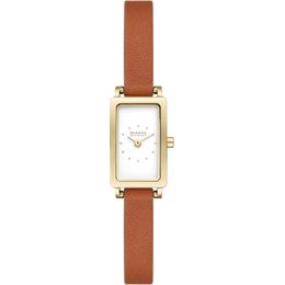 Quarzuhr Skagen "HAGEN MICRO", braun (cognacfarben, wei&szlig;), Armbanduhren, Damen, Quarzuhr, Damenuhr, Armbanduhr, analog, Lederarmband