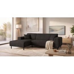 Ecksofa Home Affaire "ARROS L-Form mit Wellenunterfederung, Ma&szlig;e B/T/H: 235/163/81 cm", grau (anthrazit), B:235cm H:81cm T:163cm, 100% Polyester, Sofas, Ecksofa, incl. Zierkissen, mit Recamiere rechts/links bestellbar, auch in Cord
