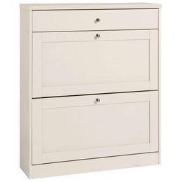 Schuhschrank OTTO HOME "Heide", beige (kaschmir), B:90cm H:103cm T:25cm, FSC-zertifizierter Holzwerkstoff, Schr&auml;nke, Schuhschrank, Breite 90cm, mit Schubkasten, 2 Klappen und Facettenfront, H&ouml;he 103cm