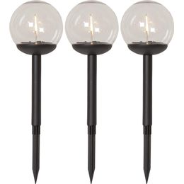 LED Solarleuchte "Solar-Wegleuchte Globe", schwarz, B:10cm H:25cm L:10cm T:10cm &Oslash;:10cm, Parforce Traditional Hunting, Leuchten, 3er-Set, transparente Kugeln, D&auml;mmerungssensor