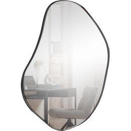 Spiegel Woood "Romee Metall mit pulverbeschichtetem", schwarz, B:70cm H:100cm T:4cm, glasspiegel, Spiegel, Horizontal und vertikal montierbar, organischer Form, Pfleiglicht