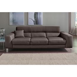 3-Sitzer Calia italia "Simon, toller Sitzkomfort, italienisches Designsofa", braun, B:232cm H:81cm T:94cm, Leder SORRENTO - 100% Leder;Leder BULL - 100% Leder, Sofas, in zwei Lederqualit&auml;ten