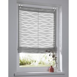 Raffrollo Kutti "Enya" Gr. 2, grau, B:60cm H:140cm, Ausbrenner, Obermaterial: 65% Baumwolle, 35% Polyester, Raffrollos, Montage ohne Bohren, incl. Fensterhaken