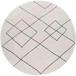 Teppich Paco Home "Haral 785", wei&szlig;, H:9mm &Oslash;:160cm, Polyester, Polypropylen, Teppiche, Teppich, Kurzflor, Scandi Design, Rauten Motiv