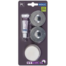 Bad-Befestigungsset Wenko "UV-Loc", silber, B:5cm H:1,5cm T:5cm, Kunststoff, Befestigungen, 5-tlg., passend f&uuml;r UV-Loc Badaccessoires, Befestigen ohne Bohren
