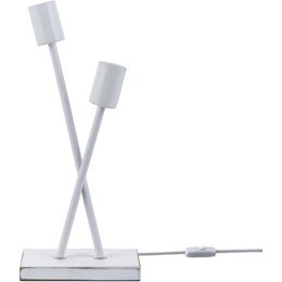 Paco Home Tischleuchte "IKS", wei&szlig;, 2, H: 41cm, Leuchten, Stehlampe LED Lampe Wohnzimmer Vintage Retro Industrial Design E27, Tischleuchte