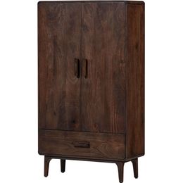 Highboard Woood "Liya mit Massivmangoholz und D&auml;mpfung Funktion B 85 x T 35 x H 150 cm", dunkelbraun, B:85cm H:150cm T:35cm, Massivholz, Sideboards, Highboard, Nat&uuml;rliche Maserung, Tragkraft 20 kg, einfach zu montieren