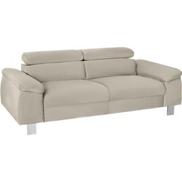 3-Sitzer COTTA "Komaris, B: 193 cm", grau, B:193cm, Microfaser PRIMABELLE (100% Polyester);Kunstleder SOFTLUX;Feinstruktur (100% Polyester);Kunstleder SOFTLUX/Struktur (100% Polyester);NaturLEDER, Sofas, mit Kopfteilverstellung