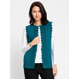 Strickweste Inspirationen, Damen, Gr. 44, bunt (aquapetrol, meliert), 50% Baumwolle, 50% Polyacryl, meliert, unifarben, Westen Strickweste