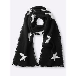 Modeschal Heine, Damen, schwarz, wei&szlig;, Polyester, Modet&uuml;cher