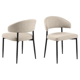 Esszimmerstuhl ACTONA GROUP "Edina 2er Set, Stoff - bequem & stilvoll, mehrere Farben, moderne", beige, B:56cm H:77cm T:55cm, 100% Polyester, St&uuml;hle, Esszimmerstuhl, Gepolstert, weicher Bezug & hoher Sitzkomfort, schwarze Stahlbeine