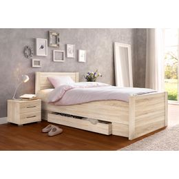 Bett Priess "Husum Schlafzimmer Jugendzimmer Rahmenbett", braun (struktureichefarben hell), B:100cm H:85cm L:208cm, Betten, Jugendbett Bettgestell, Komforth&ouml;he, hochwertige Premium Qualit&auml;t, f&uuml;r Motorrahmen geeignet