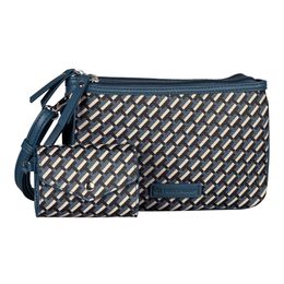 Umh&auml;ngetasche Tom Tailor "Xenia", Damen, Gr. B/H/T: 21,5cm x 14cm x 3cm, blau, Polyurethan, Taschen Umh&auml;ngetasche, mit raffiniert geometrischen "T" Print des Logos auf dem Taschenk&ouml;rper