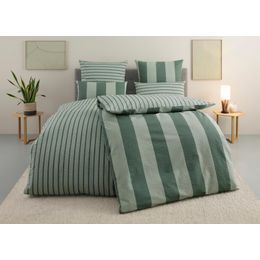 Bettw&auml;sche OTTO HOME "Sari in verschiedenen Qualit&auml;ten", gr&uuml;n, B/L: 200cm x 200cm, 1 Stk., 2 Stk., Seersucker, B/L: 80cm x 80cm, 3, Seersucker, Obermaterial: 100% Baumwolle, Bettw&auml;sche, Bettw&auml;sche, ab Gr. 135x200 cm, Wendedesign, moderne Bettw&auml;sche mit Streifen