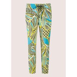 Madeleine Mode Schlupfhose MADELEINE "7/8 Hose Farbige Schlupfhose mit grafischem Print", Damen, Gr. 34, N + K Gr, gr&uuml;n (khaki, multicolor), Obermaterial: 95% Polyester PES. 5% Elasthan EL., Modern, normal, Hosen Schlupfhose