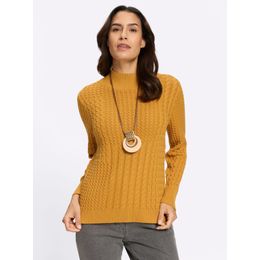 Stehkragenpullover Inspirationen "Stehkragen-Pullover", Damen, Gr. 52, ocker, 100% Baumwolle, unifarben, Pullover Stehkragenpullover