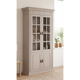 Vitrine OTTO HOME "Vinales", kaschmit, beige, B:93cm H:196cm T:39cm, Massivholz, Schr&auml;nke, Vitrine, aus massiver Kiefer, mit dekorativen Fr&auml;sungen