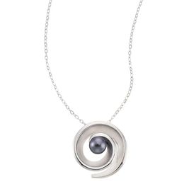 Kette mit Anh&auml;nger ZEEme "Silber 925 rhodiniert mit einer schwarzen Perle 5,5-6mm", wei&szlig;, Halsketten, Damen, 45cm, Silber 925 (Sterlingsilber), L: 45 B: 18mm, gl&auml;nzend, B:18mm