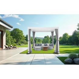 Pavillon Konifera "Palma", wei&szlig; (wei&szlig;, wei&szlig;, grau), B/H/T: 304cm x 244cm x 304cm, Pavillons, Pergola, mit Lamellendach