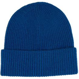 Strickm&uuml;tze styleBREAKER "Feinstrick Beanie M&uuml;tze mit Krempe", Damen, blau (royalblau), Obermaterial: 70% Viskose CV. 30% Wolle WO., Modisch, M&uuml;tzen Strickm&uuml;tze