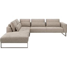 Ecksofa Musterring "JUSTB PM100, stilvoller Lounge-Komfort von Musterring", greige, B:308cm H:88cm T:290cm, 92% Polyester, 8% Baumwolle, Sofas, Ecksofa, Kollektion Bettina Zimmermann, optionaler Sitzvorzug & Fu&szlig;-Auswahl