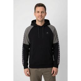 Kapuzensweatshirt Champion "Sports-inspired Interlock Hoodie with Tape detailing", Herren, Gr. XL, schwarz (nbk, dgg), Obermaterial: 82% Baumwolle, 18% Polyester, normal, Rundhals, Sweatshirts, f&uuml;r sportliche Aktivit&auml;ten, mit Rundhalsausschnitt