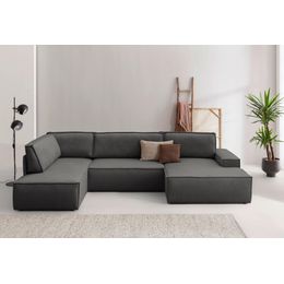 Wohnlandschaft OTTO HOME "SHERWOOD U-Form, 329 cm - OTTO. Verl&auml;ssliche Qualit&auml;t.", grau (anthrazit), B:329cm H:85cm T:195cm, 100% Polyester, Sofas, Wohnlandschaft, Schlaffunktion m. Bettkasten (194x139 cm), Cord, Vintage, Samtvelours