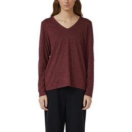 Langarmshirt s.Oliver, Damen, Gr. 36, schwarz merlot, Web, Obermaterial: 54% Viskose, 45% Polyester, 1% metallisierte Fasern, meliert, regular fit normal, V-Ausschnitt, gerader Abschluss, Shirts Langarmshirt, mit V-Ausschnitt