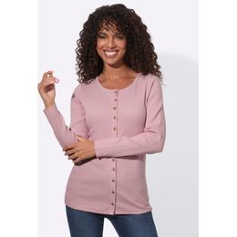 Langarmshirt Casual Looks "Shirt", Damen, Gr. 54, hortensie, 95% Baumwolle, 5% Elasthan, unifarben, Rundhals, Shirts Langarmshirt