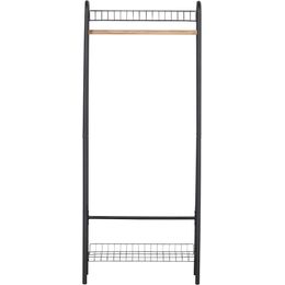 Garderobenst&auml;nder Woood "Jovi Metall und Holzkleiderstange B 70 x T 41 x H 167 cm", schwarz, B:70cm H:167cm T:41cm, Metall, Garderobenst&auml;nder, Tragkraft 10 kg, Pfleiglicht, einfach zu montieren