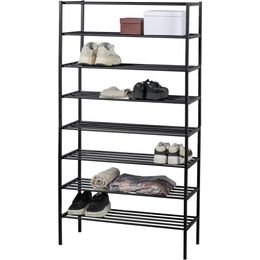 Schuhregal Woood "Ferro mit pulverbeschichtetem Eisen stapelbar", schwarz, B:85cm H:160cm T:35cm, Eisen, Regale, Schuhregal, Tragkraft 15 kg pro Einlegeboden, Pfleiglicht, einfach zu montieren