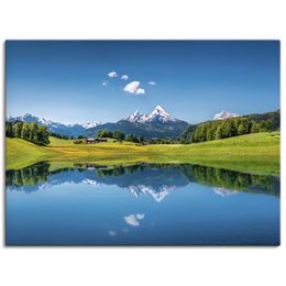 Wandbild Artland "Landschaft in den Alpen", blau (farbe bild(er): blau), B:120cm H:90cm, Bilder, als Leinwandbild, Poster in verschied. Gr&ouml;&szlig;en