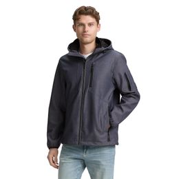 Softshelljacke Tom Tailor, Herren, Gr. XXL, blau softshell melange, Softshell, Obermaterial: 100% Polyester. Futter: 100% Polyester, meliert, regular fit taillenbedeckt, elastischer Bund, Jacken Softshelljacke, mit Kapuze