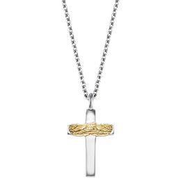 Kette mit Anh&auml;nger Engelsrufer "Dein gefl&uuml;gelter Schutzengel f&uuml;r die Ewigkeit", gold (silberfarben, gelbgoldfarben), Halsketten, Damen, Silber 925 (Sterlingsilber), L: 44 B: 1,4mm, B:1,4mm