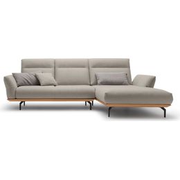 Ecksofa "CR.460 Designsofa mit verstellbarer R&uuml;ckenlehne, hochwertig & bequem", bunt (graubeige, natur 044, 20), B:298cm H:103cm T:183cm, Chenille COCO (72% Polyester 15% Baumwolle 13% Polyacryl), CREATION BY ROLF BENZ, Sofas, Ecksofa, Sockel in Eiche, Alugussf&uuml;&szlig;e in umbragrau, Breite 298 cm