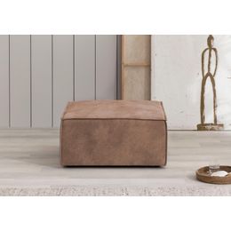 Hocker OTTO HOME "SHERWOOD", braun (cognac), B:80cm H:42cm T:80cm, 100% Polyester, Hocker, Hocker, Hocker quadratisch, ideale Erg&auml;nzung zum Loveseat SHERWOOD