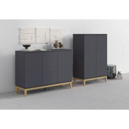Highboard OTTO HOME "Maryd", grau (grau, wotan eiche), B:80cm H:121cm T:41cm, Holzwerkstoff, MDF, Sideboards, Highboard, Hochkommode mit Untergestell in Holzoptik