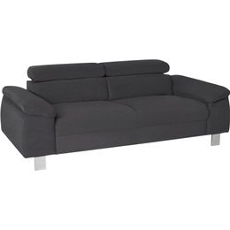 3-Sitzer COTTA "Komaris, B: 193 cm", grau, B:193cm T:104cm, Microfaser PRIMABELLE (100% Polyester);Kunstleder SOFTLUX;Feinstruktur (100% Polyester);Kunstleder SOFTLUX/Struktur (100% Polyester);NaturLEDER, Sofas, mit Kopfteilverstellung