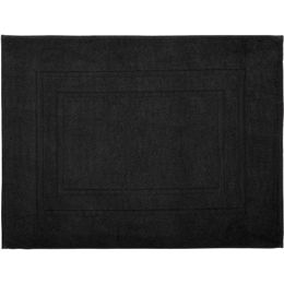 Badematte Kleine Wolke "Plaza" Gr. 3, schwarz, H:60mm, Baumwolle, Badematten, Badematte, Badteppich, Uni Farben, mit Bord&uuml;re, Hoch-Tief Effekt