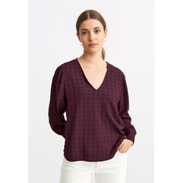 V&eacute;ro Moda Langarmshirt VERO MODA "VMBECCA LS V-NECK LACE TOP JRS NOOS", Damen, Gr. S, rot (winetasting), Jersey, Obermaterial: 100% Polyester, unifarben, normal, V-Ausschnitt, Shirts Langarmshirt