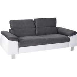 3-Sitzer COTTA "Komaris, B: 193 cm", wei&szlig; (wei&szlig;, stone), B:193cm T:104cm, Microfaser PRIMABELLE (100% Polyester);Kunstleder SOFTLUX;Feinstruktur (100% Polyester);Kunstleder SOFTLUX/Struktur (100% Polyester);NaturLEDER, Sofas, mit Kopfteilverstellung